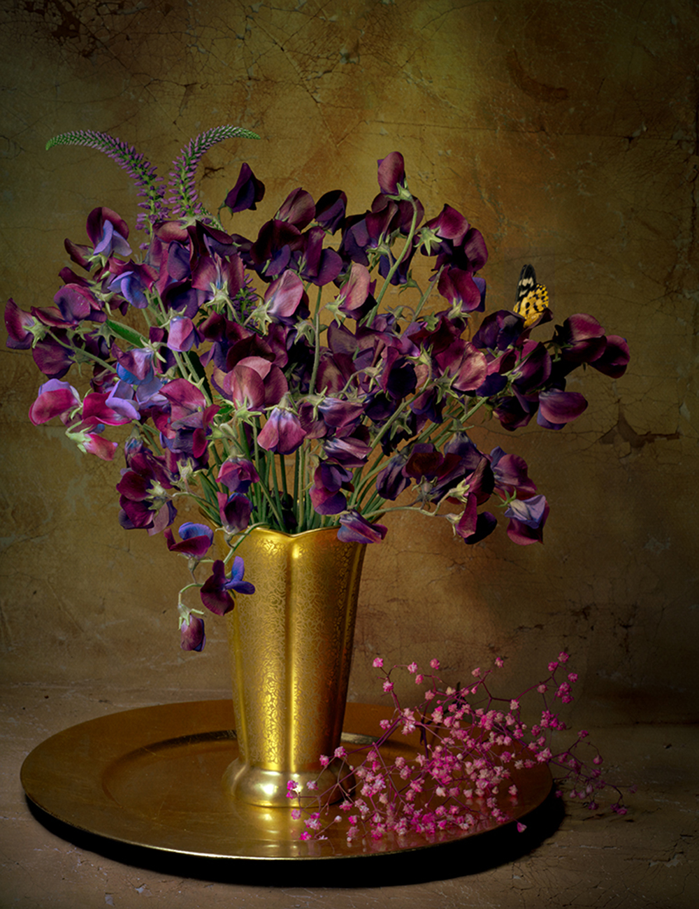 BRIGITTE CARNOCHAN.Sweet peas and butterfly, 2020 from Still Beauty